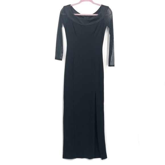 Tadashi Shoji | Dresses | Tadashi Black Long Sleeve Thigh High Split ...